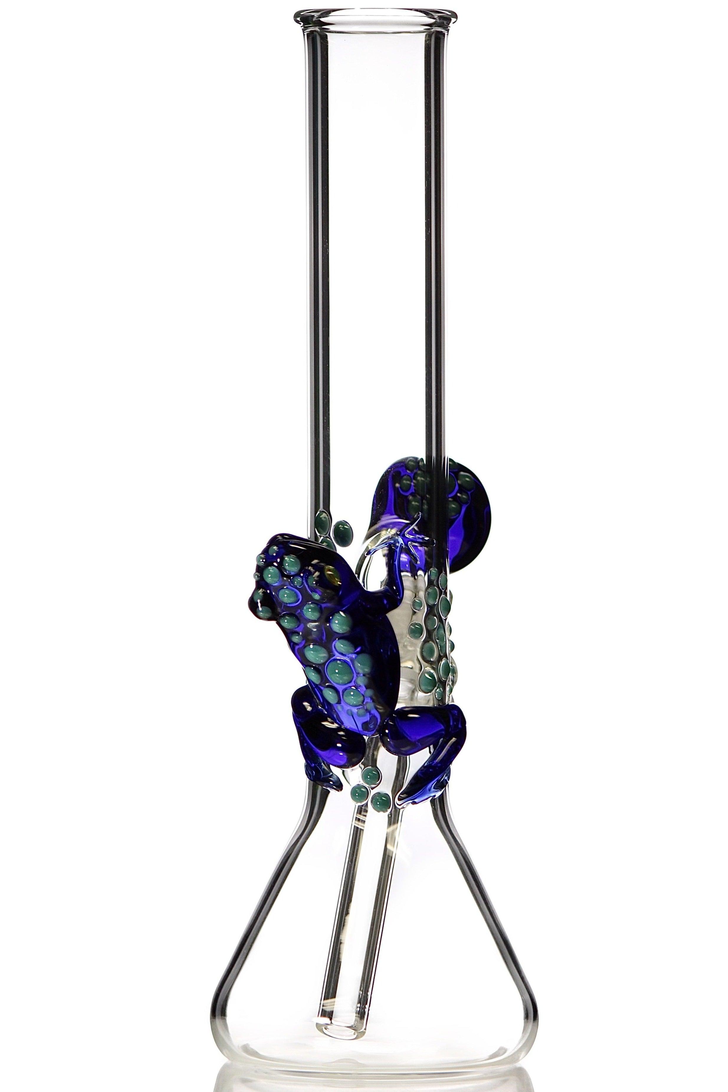 Trident Glass 12" Blue Frog Beaker Bong