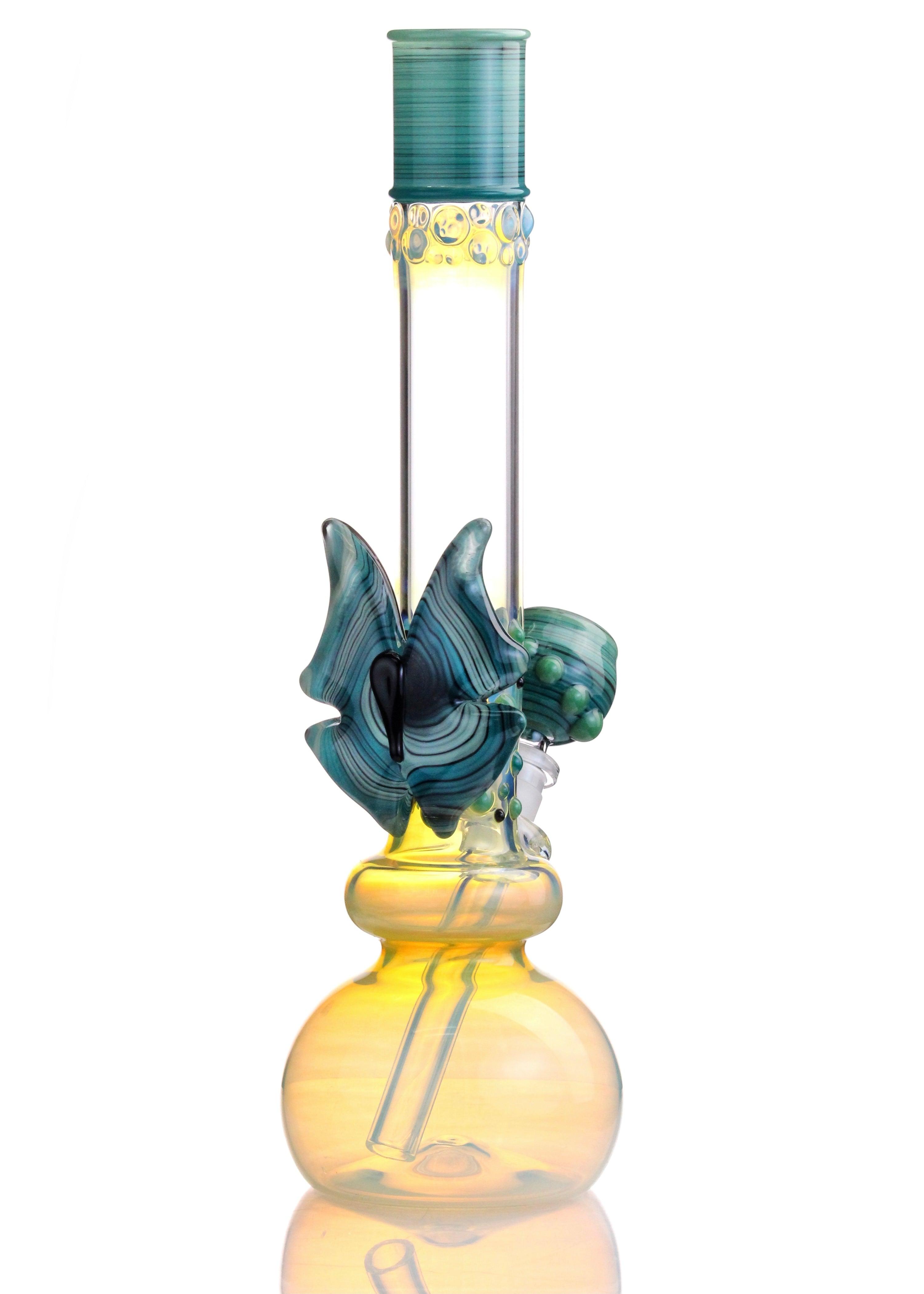 Trident Glass 13" Butterfly 38mm Double Bubble Fumed Bong