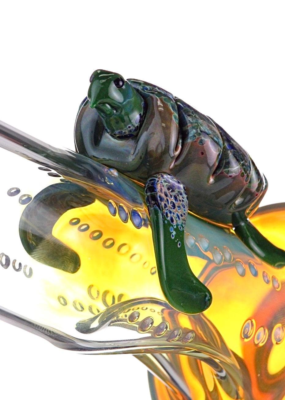 Trident Glass 21” Sea Turtle Double Round Bubble Bong