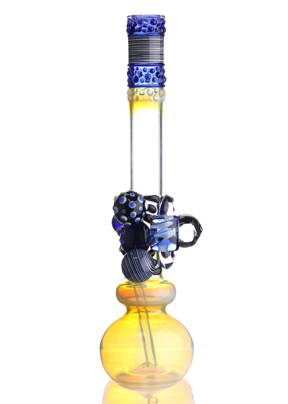 Trident Glass Blue Abstract Limited Edition Double Bubble Bong